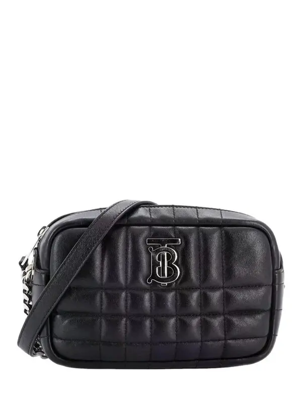Burberry Lola Camera Bag Quilted Leather Mini Crossbody Bag - Black