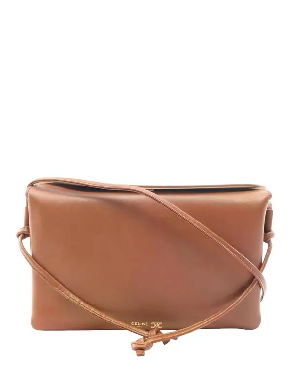 Celine 2010-2026 Smooth Calfskin Trio Flap Crossbody Bag - Brown
