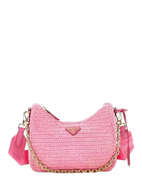 Prada Re-edition 2005 Raffia Shoulder Bag - Pink