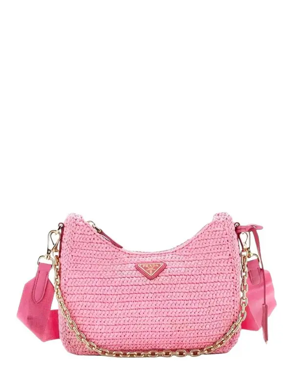 Prada Re-edition 2005 Raffia Shoulder Bag - Pink