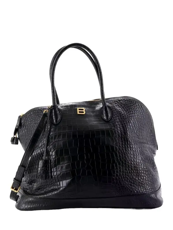 Balenciaga Ville Large Handbag Crocodile Embossed Leather - Black