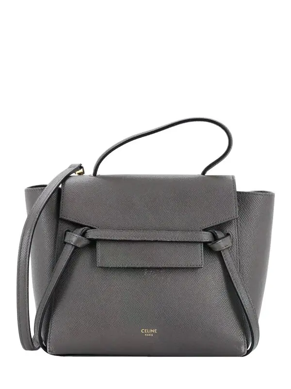 Celine Belt Bag Textured Leather Nano Shoulder Bag - Grey