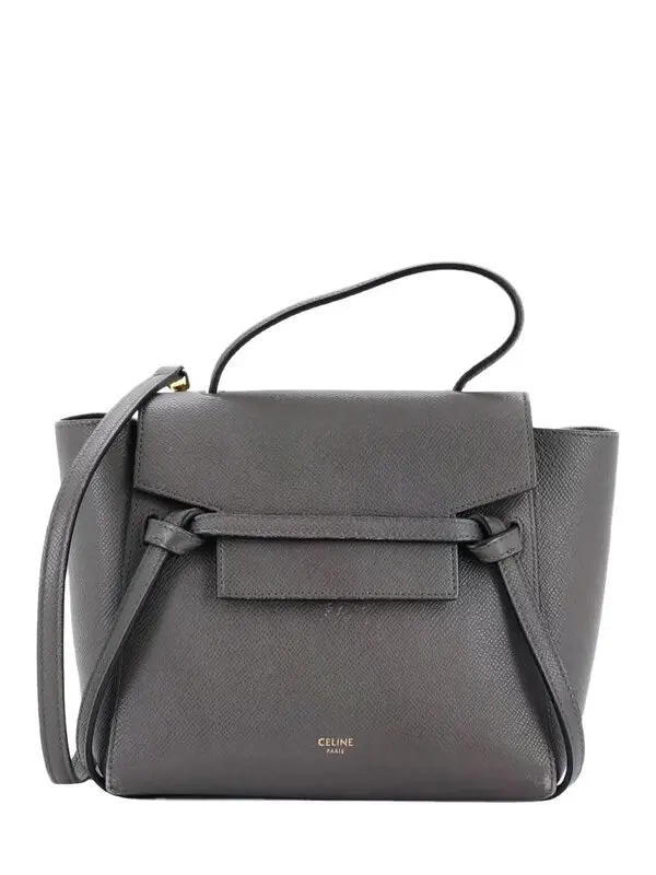 Celine Belt Bag Textured Leather Nano Shoulder Bag - Grey