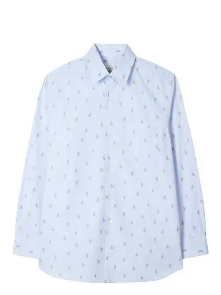 Paul Smith Pale 'little Rabbit' Fil Coupé Shirt - Blue