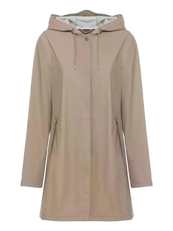 Rains Hooded A-line Coat - Neutrals