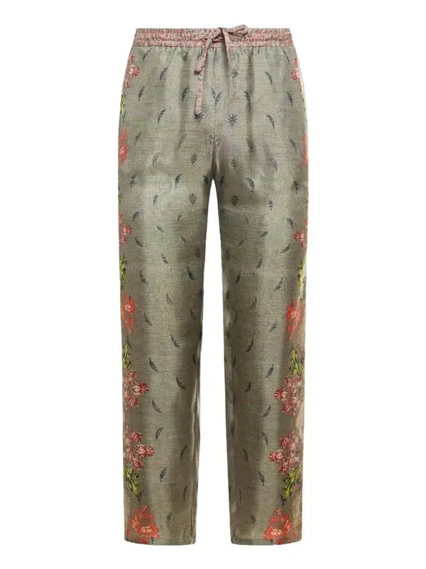 PIERRE-LOUIS MASCIA Printed Silk Trousers - Green