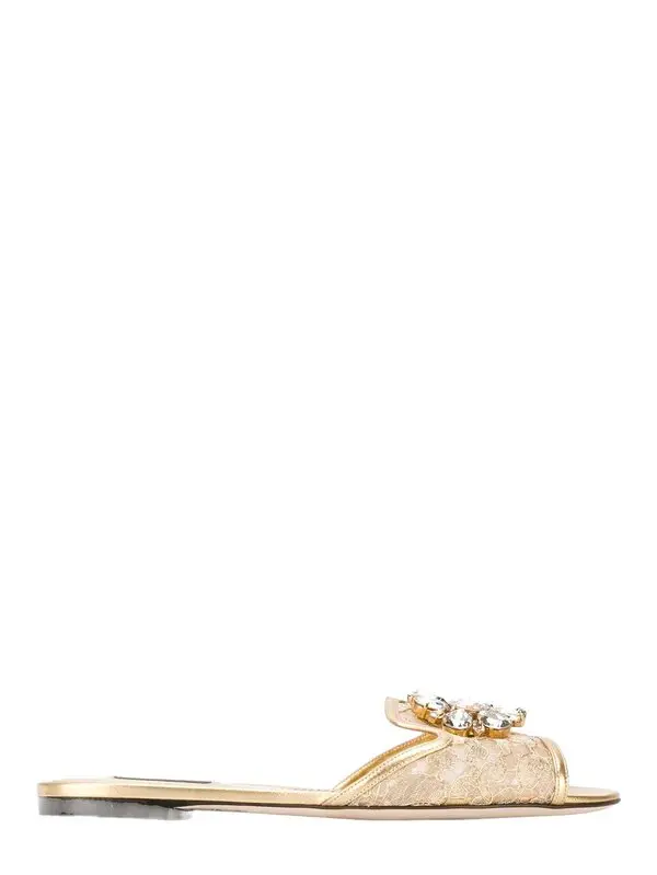 Dolce & Gabbana Rainbow Lace Slippers - Gold