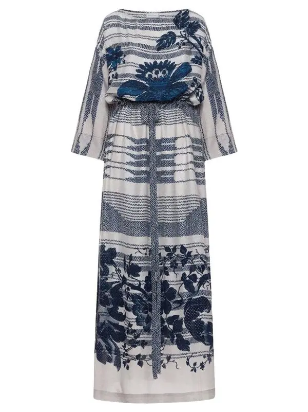 PIERRE-LOUIS MASCIA Printed Silk Maxi Dress - Blue