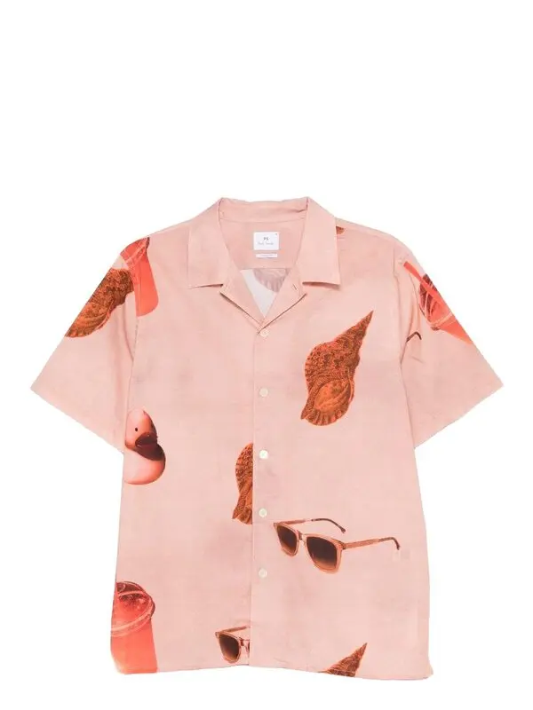 Paul Smith Sunbleached Snaps Cotton Shirt - Orange