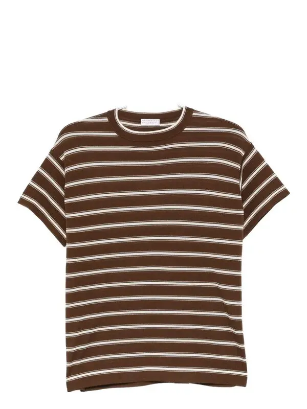 Brunello Cucinelli Striped Wool Sweater - Brown