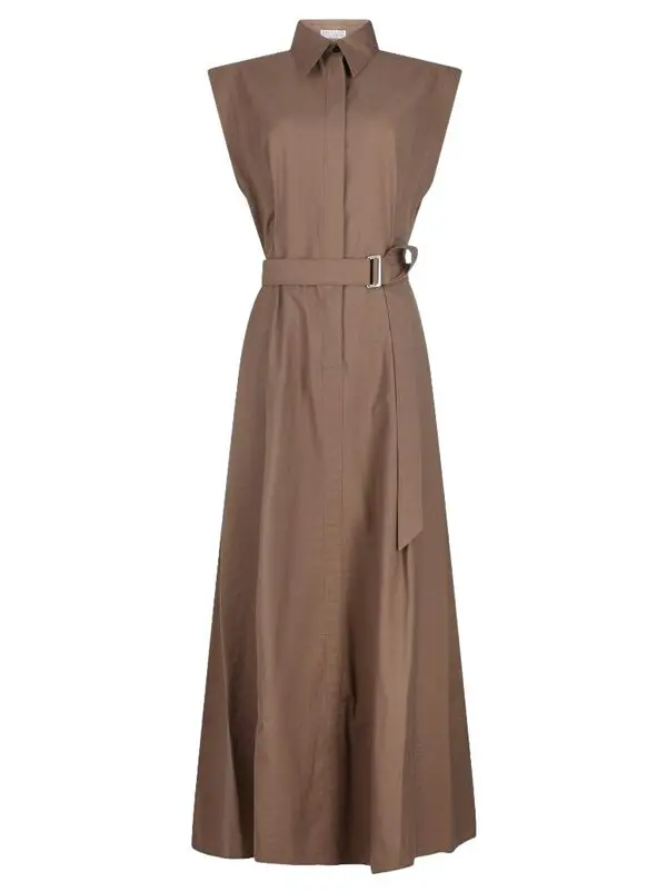Brunello Cucinelli Cotton Long Dress - Brown