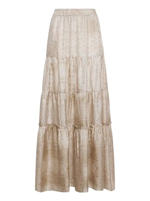 PIERRE-LOUIS MASCIA Silk Long Skirt - Beige