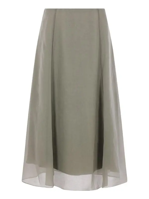 Brunello Cucinelli Silk Midi Skirt - Green