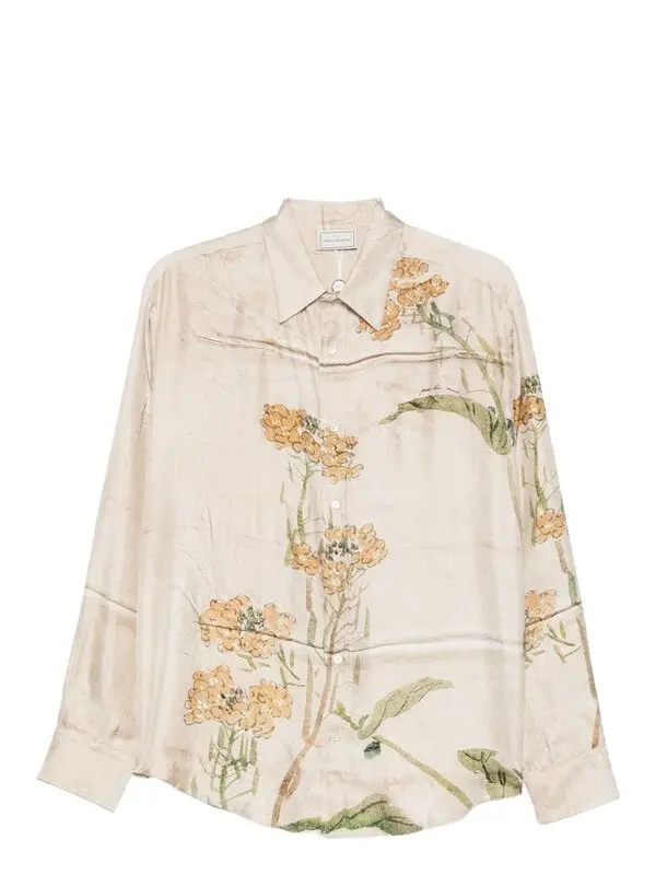 PIERRE-LOUIS MASCIA Printed Silk Shirt - Beige