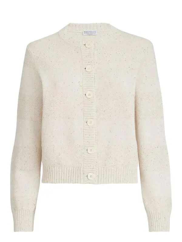 Brunello Cucinelli Cotton Crewneck Cardigan - Beige