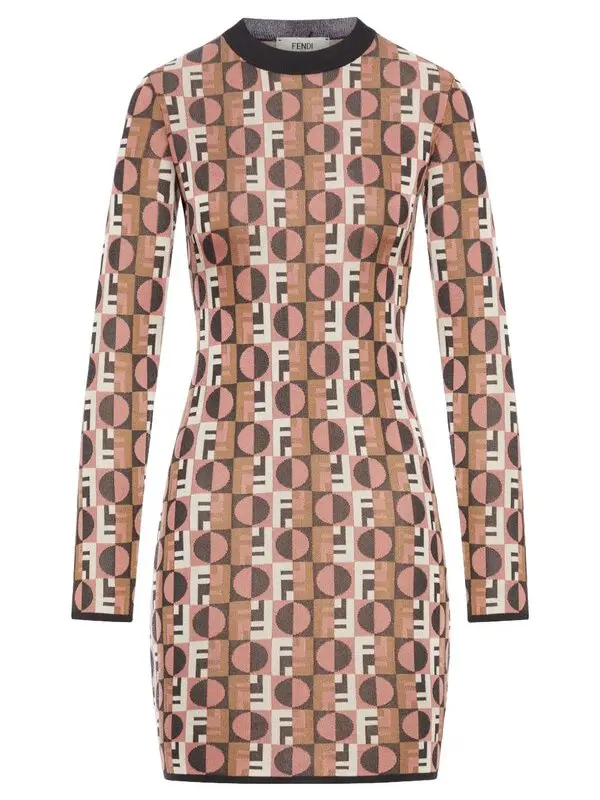 Fendi Printed Midi Dress - Pink