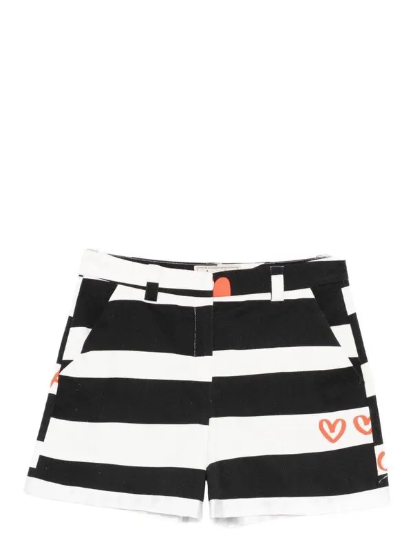 ALESSANDRO ENRIQUEZ Striped Cotton Shorts - Black