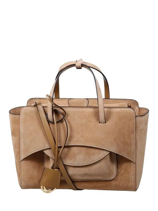 HIDESINS Flap Medium Leather Tote - Beige