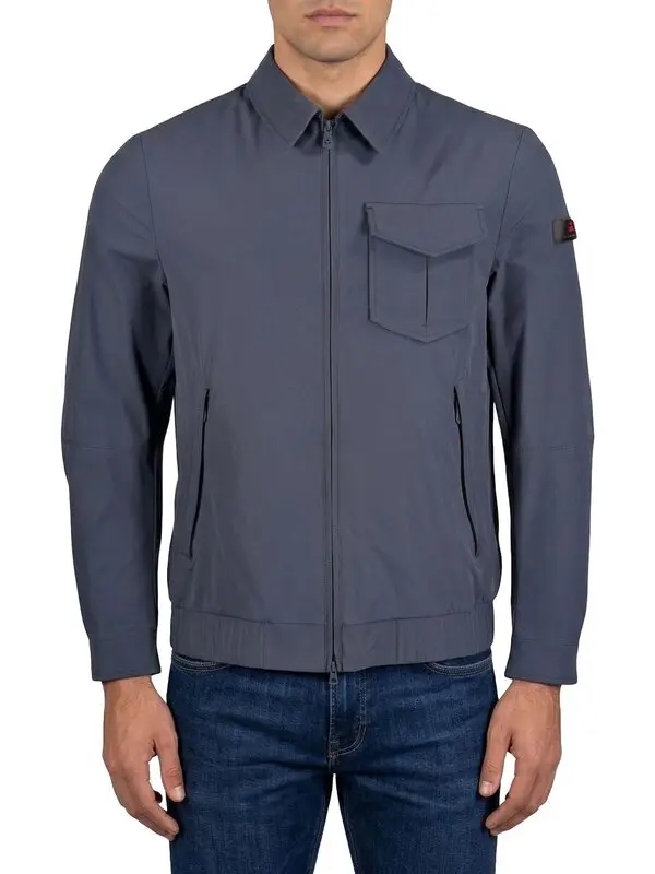 Peuterey Nylon Shirt Jacket With Classic Collar And Zip Closure - Blue