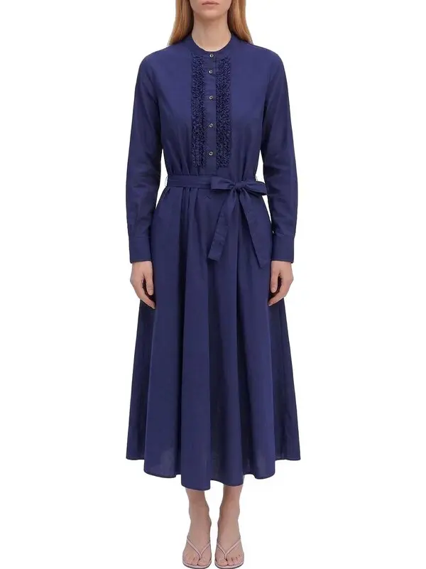 Aspesi Cotton Ruffled Shirtdress - Blue