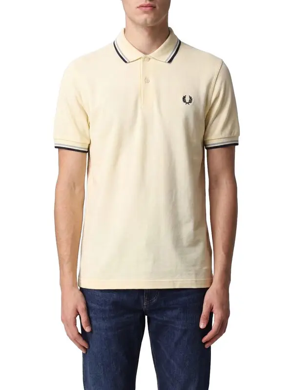 Fred Perry Cotton Polo Shirt With Logo - Ecru