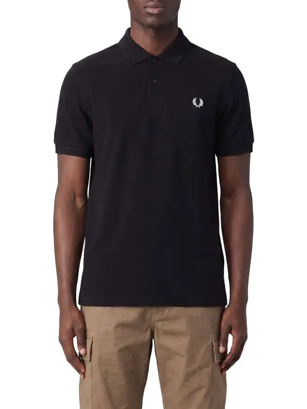 Fred Perry Cotton Polo Shirt With Logo - Black