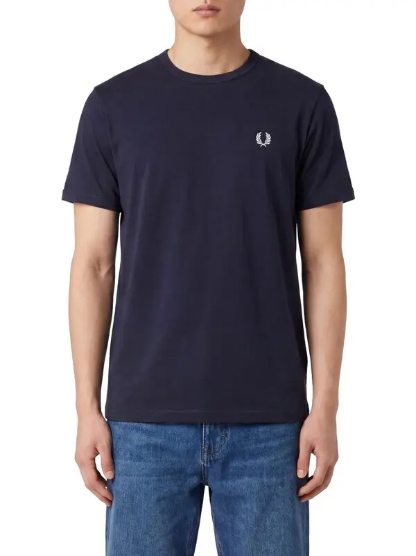 Fred Perry Cotton T-shirt With Embroidered Logo - Black