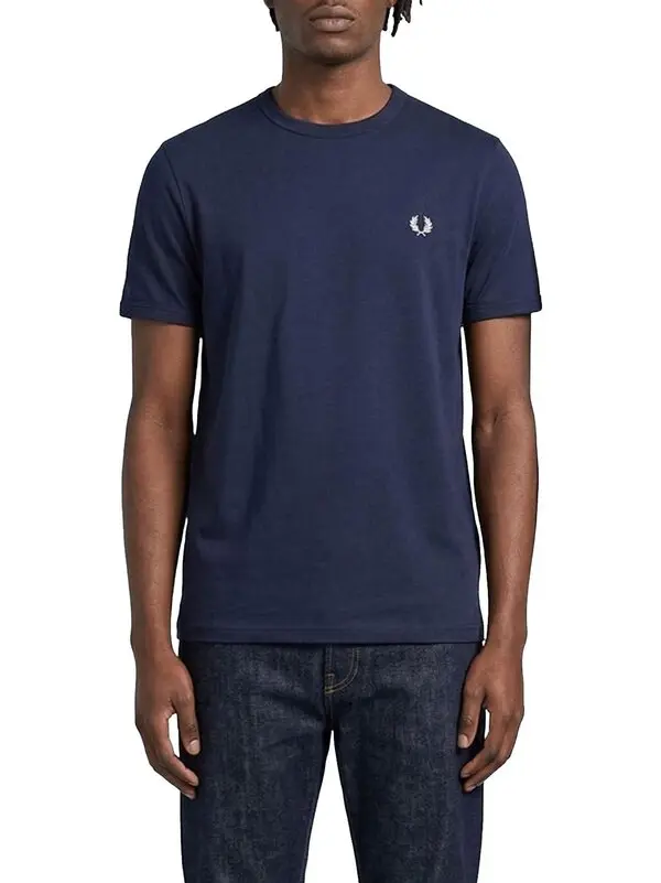 Fred Perry Cotton T-shirt With Embroidered Logo - Blue