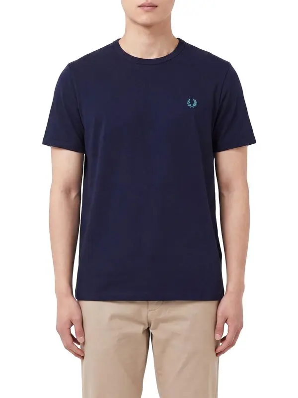 Fred Perry Cotton T-shirt With Embroidered Logo - Ink