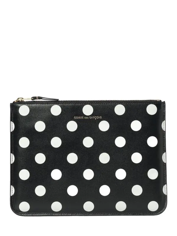 Comme Des Garçons Polka Dot Leather Pouch - Black