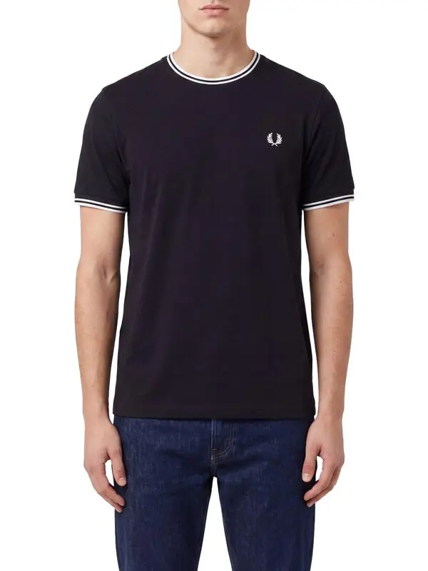 Fred Perry Cotton T-shirt With Logo - Blue