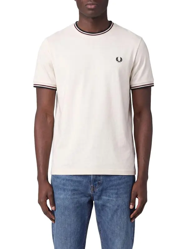 Fred Perry Cotton T-shirt With Logo - Ivory