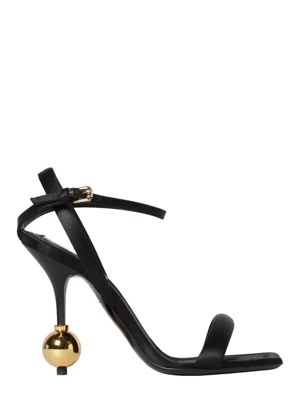Moschino Sculptural Heel Satin Sandals - Black