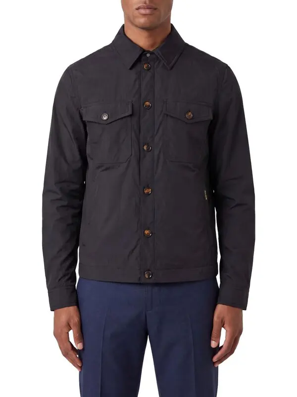 MOORER Nylon Shirt Jacket - Navy