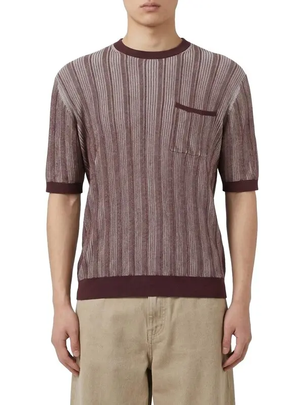 BALLANTYNE Striped Pullover Sweater - Brown