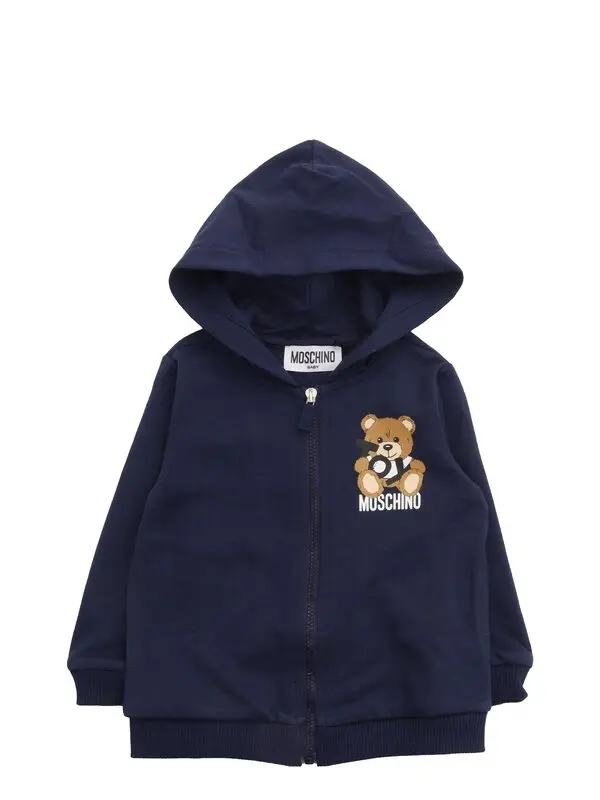 Moschino Zipped Fleece Hoodie - Blu