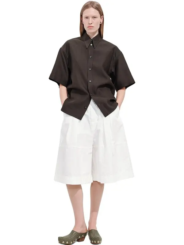 Bottega Veneta Compact Cotton Toile Culotte - Chalk