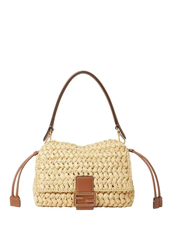 Fendi Baguette Soft Medium Raffia Bag - Beige