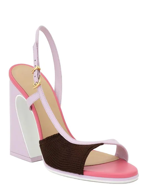 Fendi Arco Knit And Nappa Leather Sandals - Multicolour
