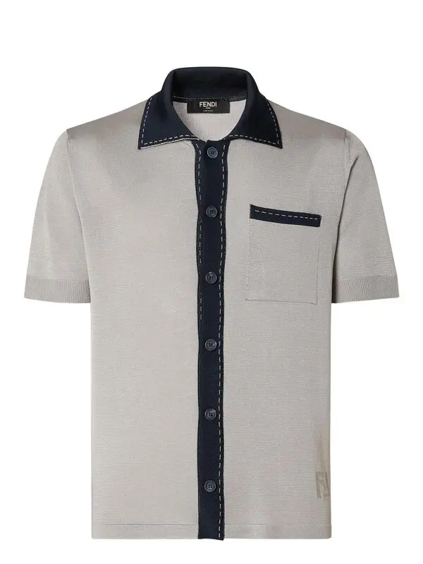 Fendi Short-sleeved Cardigan With Ff Logo - Grey