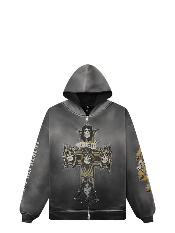 REPRESENT X Guns N' Roses Cross Zip Through Hoodie - Black