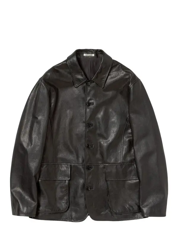 Auralee Textured Lamb Leather Blouson - Black