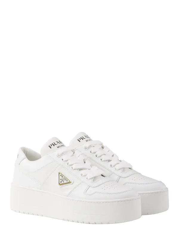 Prada Downtown Leather Sneakers - White