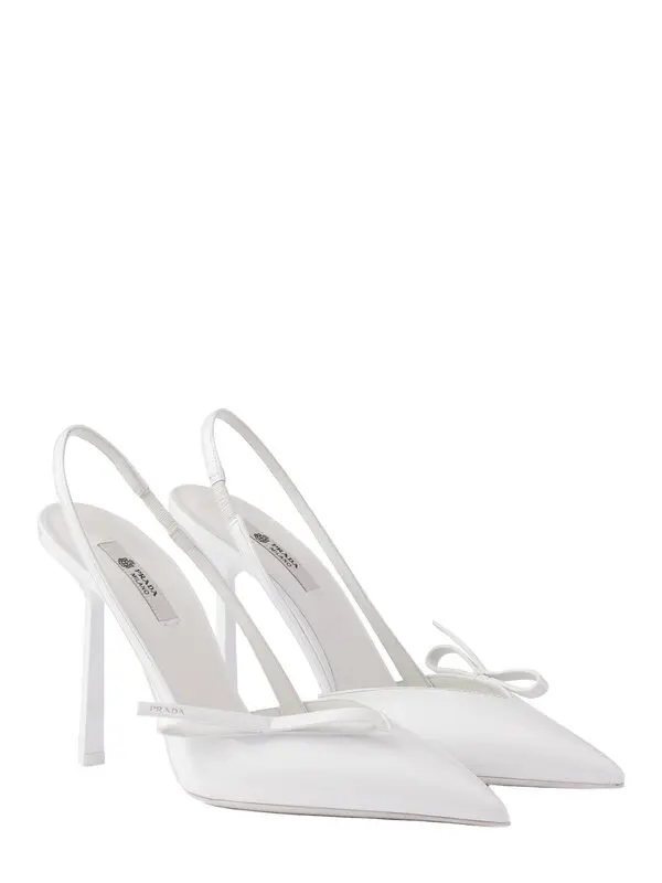 Prada Patent Leather Slingback Pumps - White
