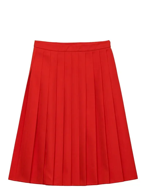 Prada Pleated Gabardine Midi-skirt - Red