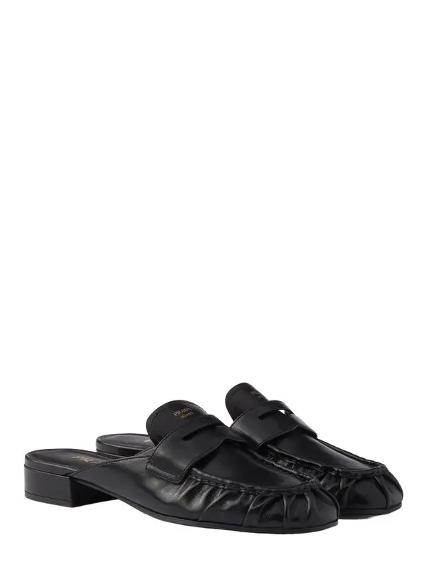 Prada Leather Mules - Black