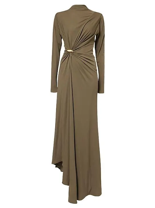 Bottega Veneta Draped Long-sleeve Jersey Maxi Dress - Camo