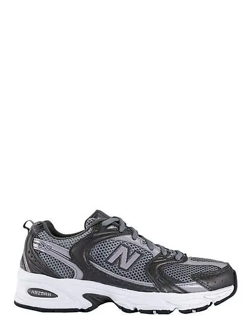 NEW BALANCE Leather And Mesh Trainers - Black Metallic Truffle S