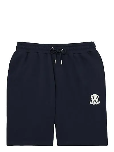 REISS Levin Logo-embroidered Cotton Shorts - Navy