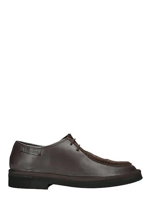 Grenson Hubert Suede And Leather Derby Shoes - Dark Brown